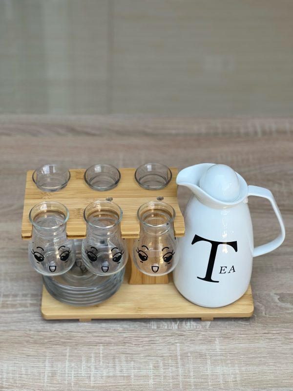 Playful Glass Tea Set with Wooden Stand – 11-Piece Set – TrendyBee